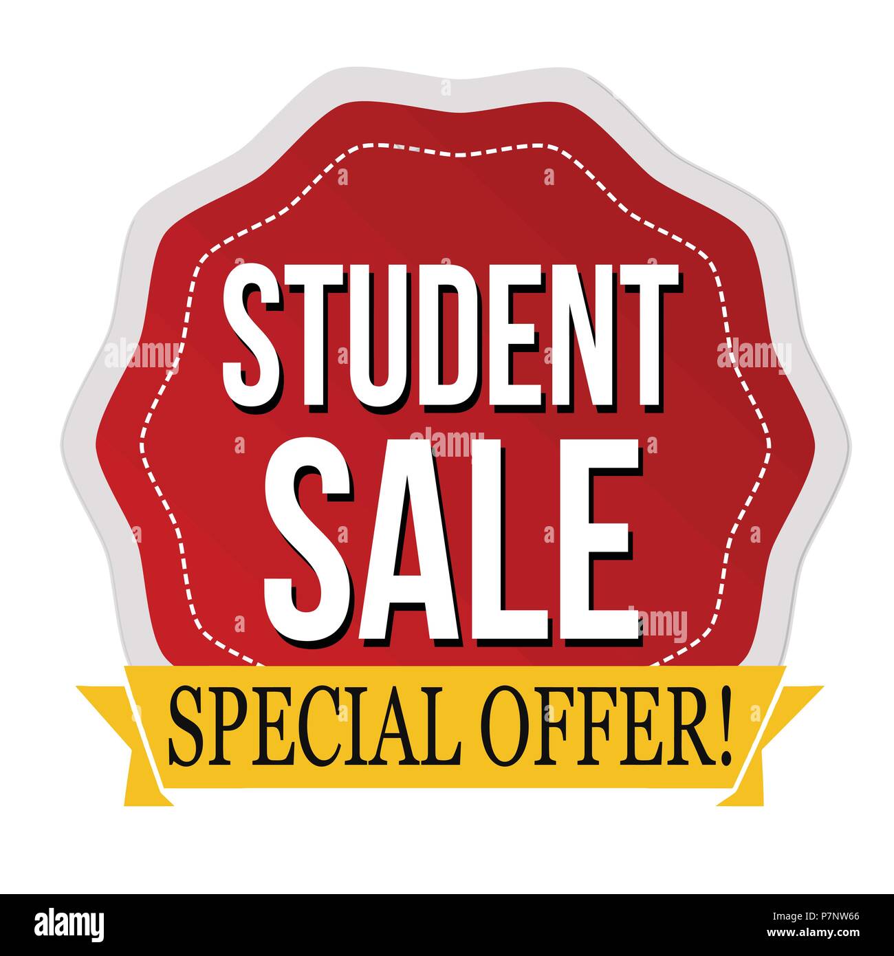 Student sale label or sticker on white background, vector illustration ...