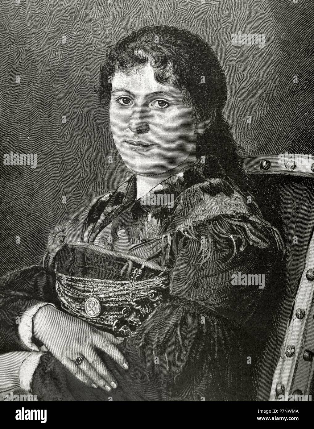 Tyrolean young girl. Portrait. Engraving by Richard BrendÕamour (1831 ...