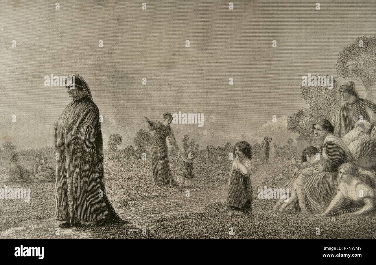 Dante Alighieri (1265-1321). Italian poet. Dante meditating in the ...