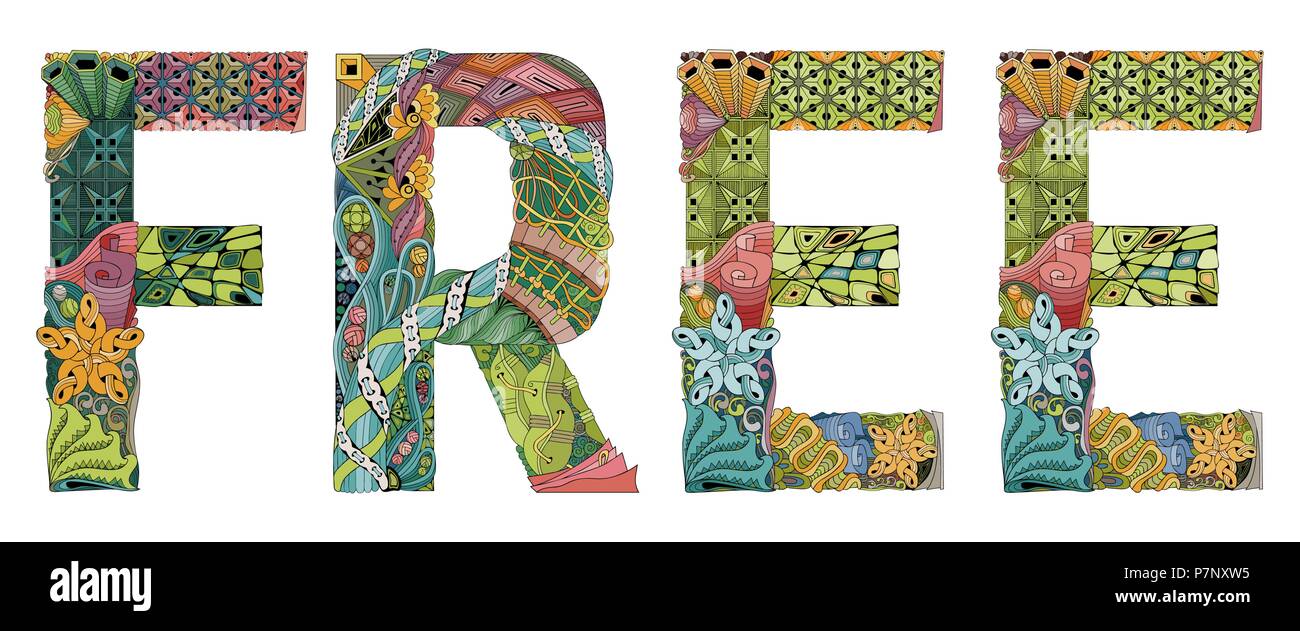 Hand-painted art design. Hand drawn illustration word FREE for t-shirt ...