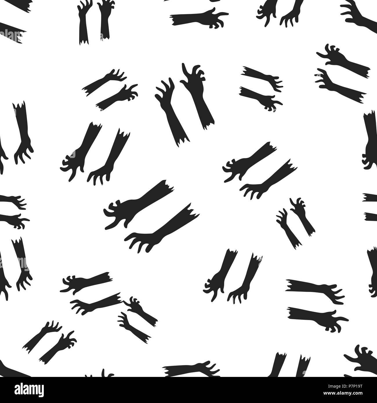 Zombie hand Halloween pattern seamless. Vector illustration. Isolated ...
