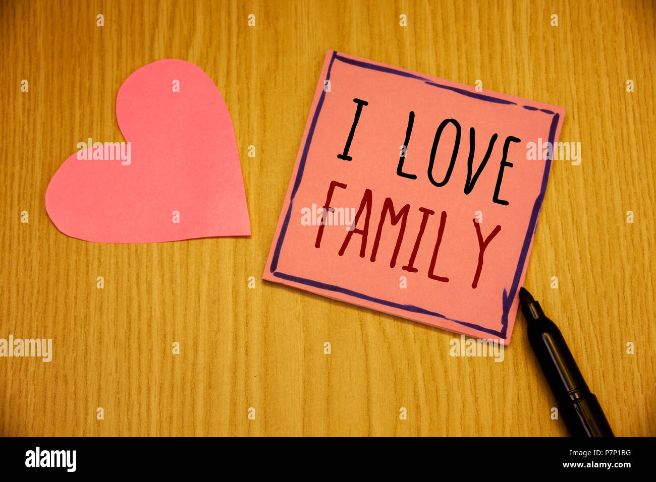 Writing note showing I Love Family. Business photo showcasing Good ...