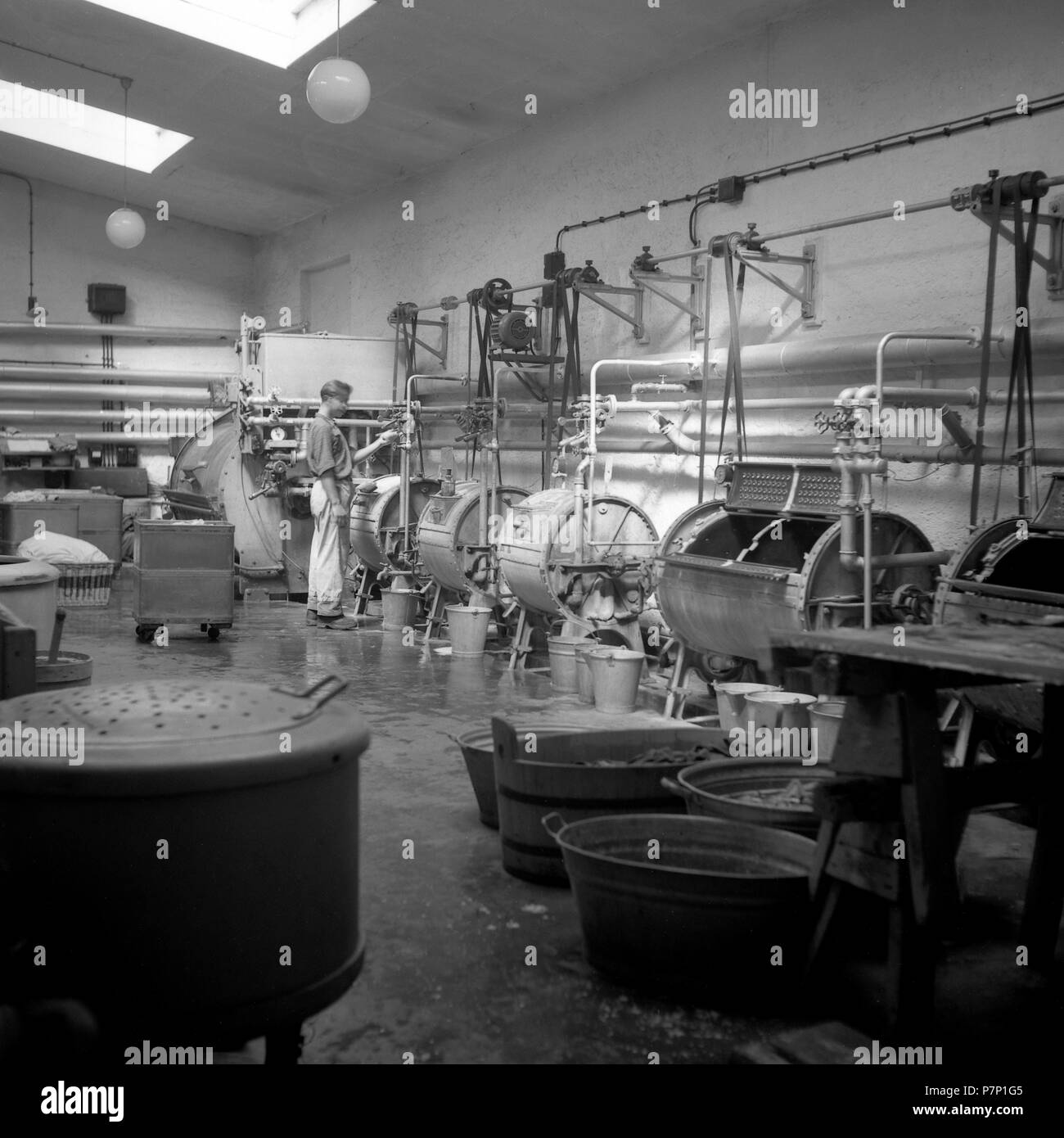 Worker in an industrial company around 1950, Freiburg, Germany Stock ...