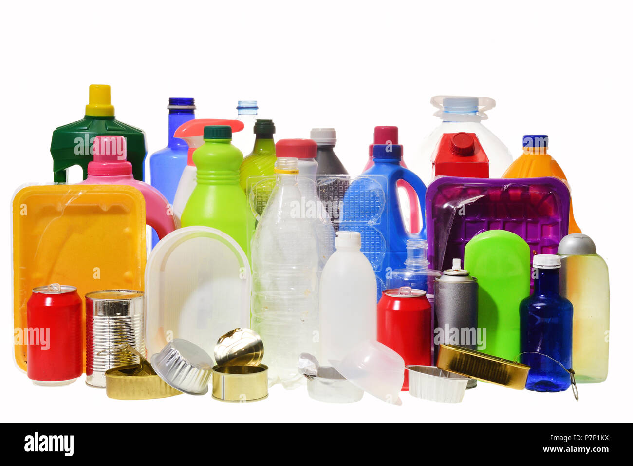 group of plastic and metal containers Stock Photo - Alamy
