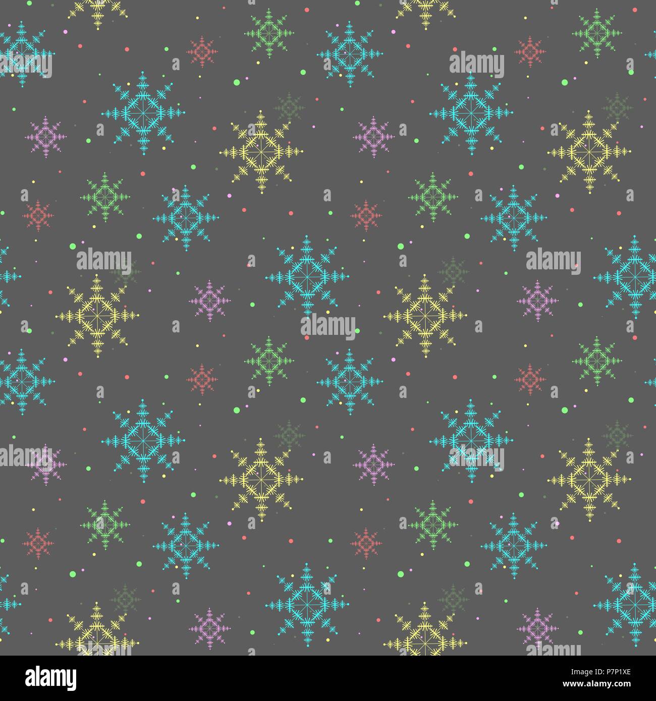 Colorful snowflakes seamless pattern. Winter endless background eps10 ...