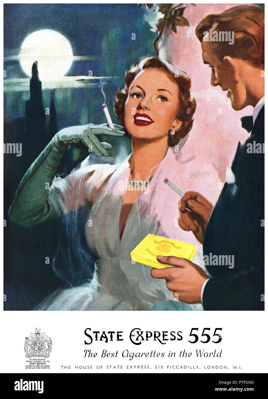 1954 British advertisement for State Express 555 cigarettes Stock Photo ...