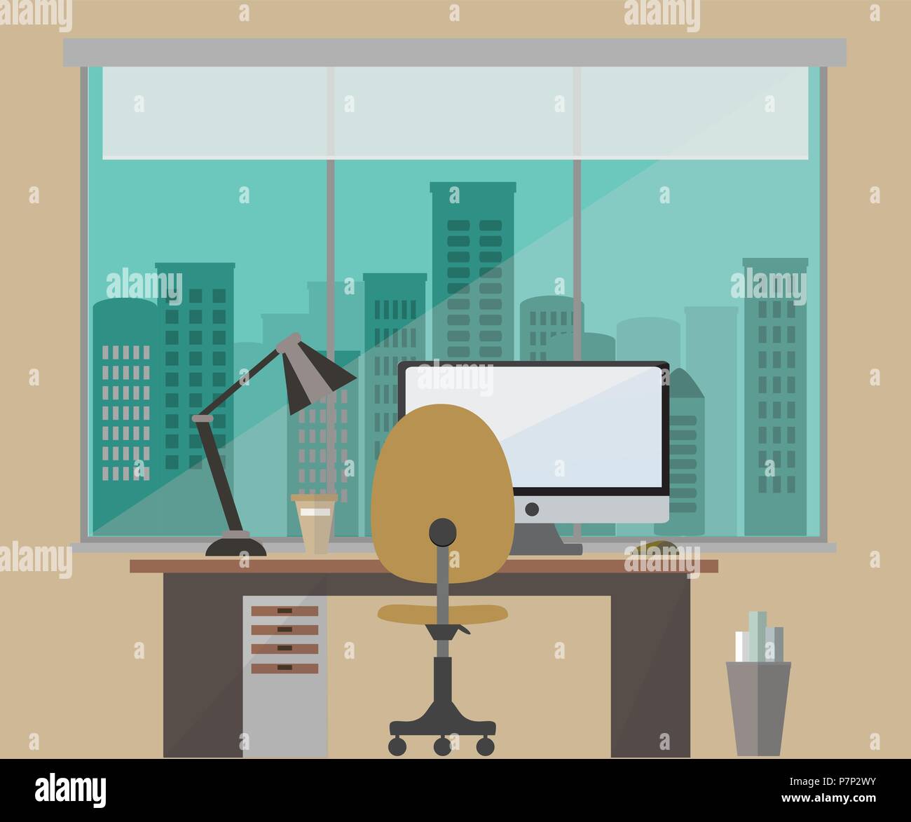 Office interior Stock Vector Images - Alamy