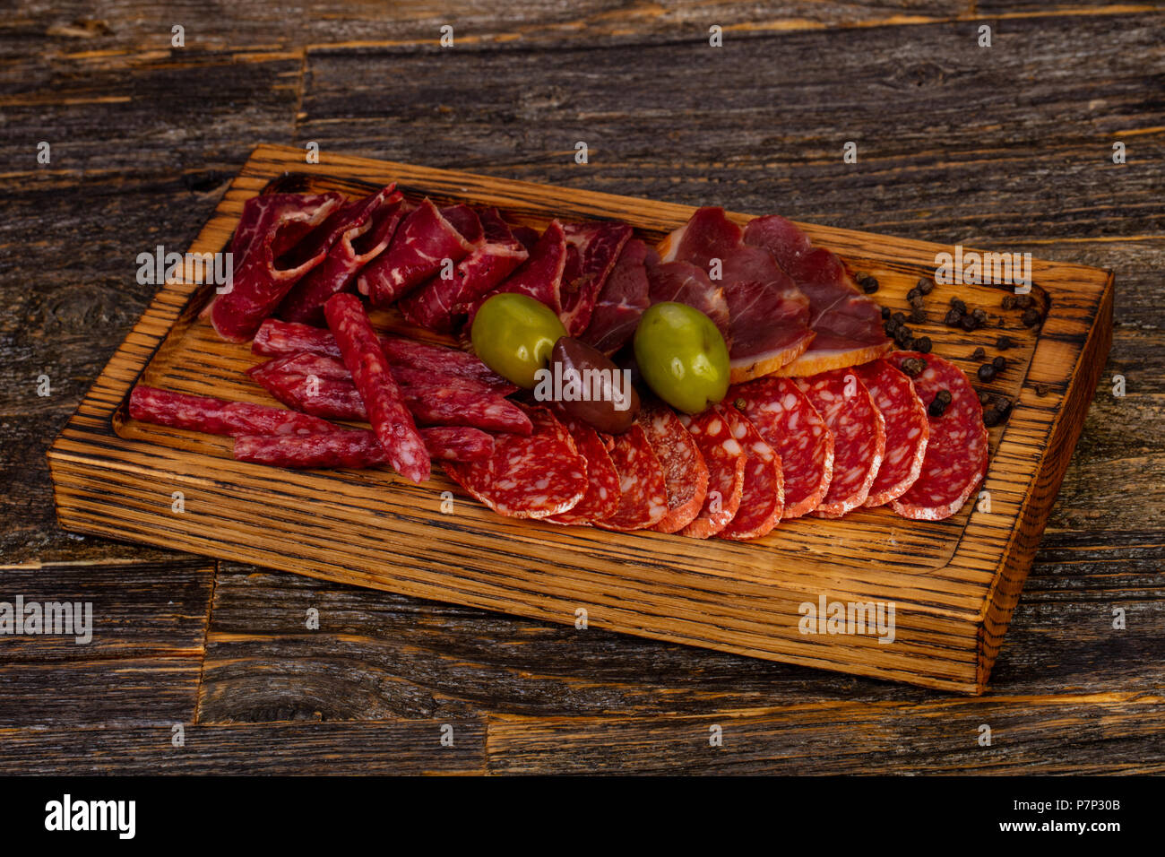 Italian meat plate mix assortment Stock Photo - Alamy