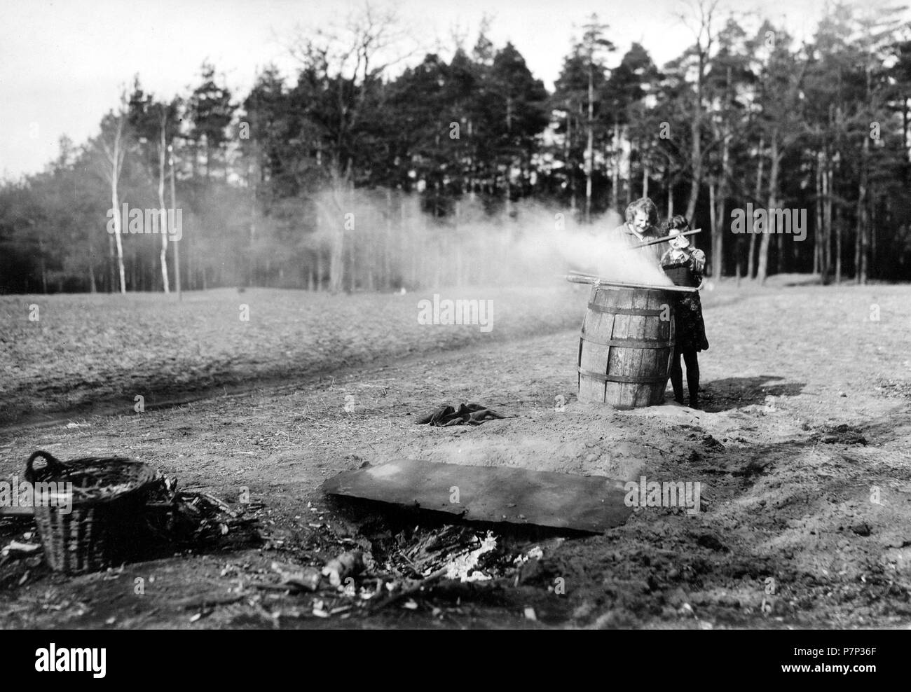 Potato fire on the field ca. 1930, exact place unknown, Germany Stock ...