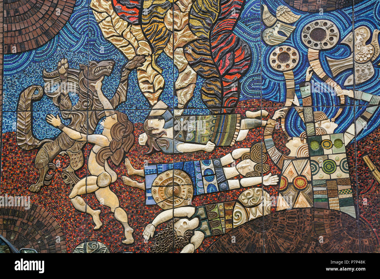 Detail of the The Táin or Táin Bó Cuailgne ( Love Story ) mosaic or ...