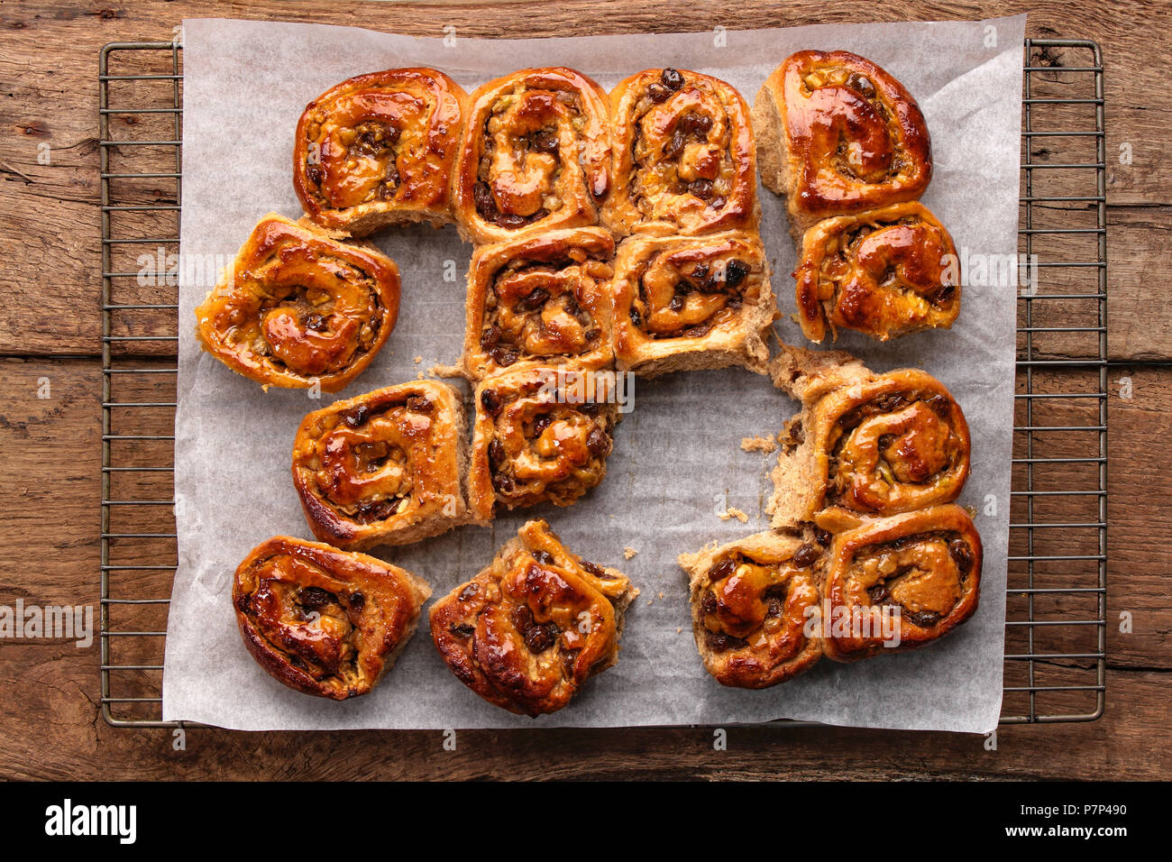 fresh baked chelsea buns Stock Photo - Alamy