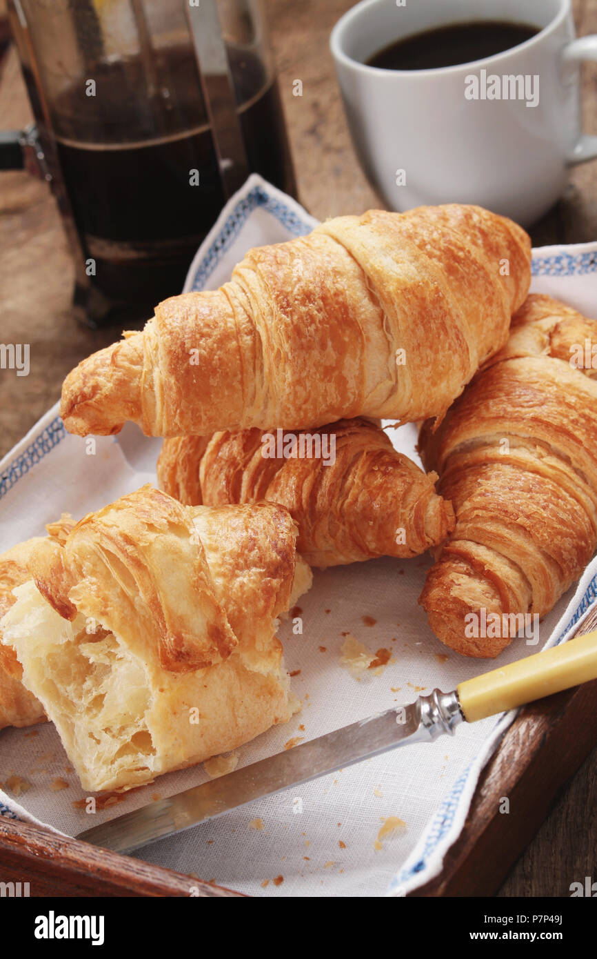 fresh baked croissant breakfast Stock Photo - Alamy