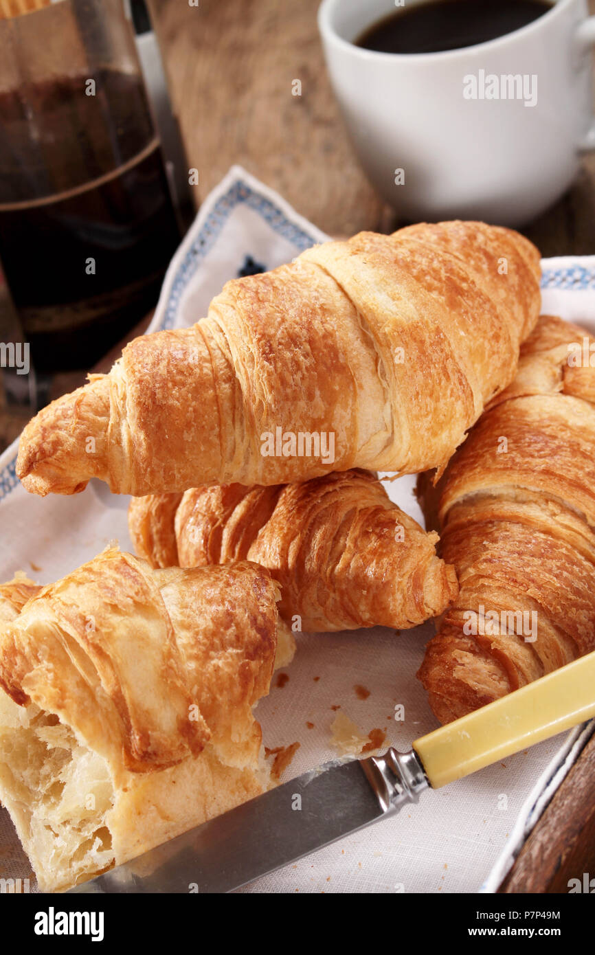 fresh baked croissant breakfast Stock Photo - Alamy