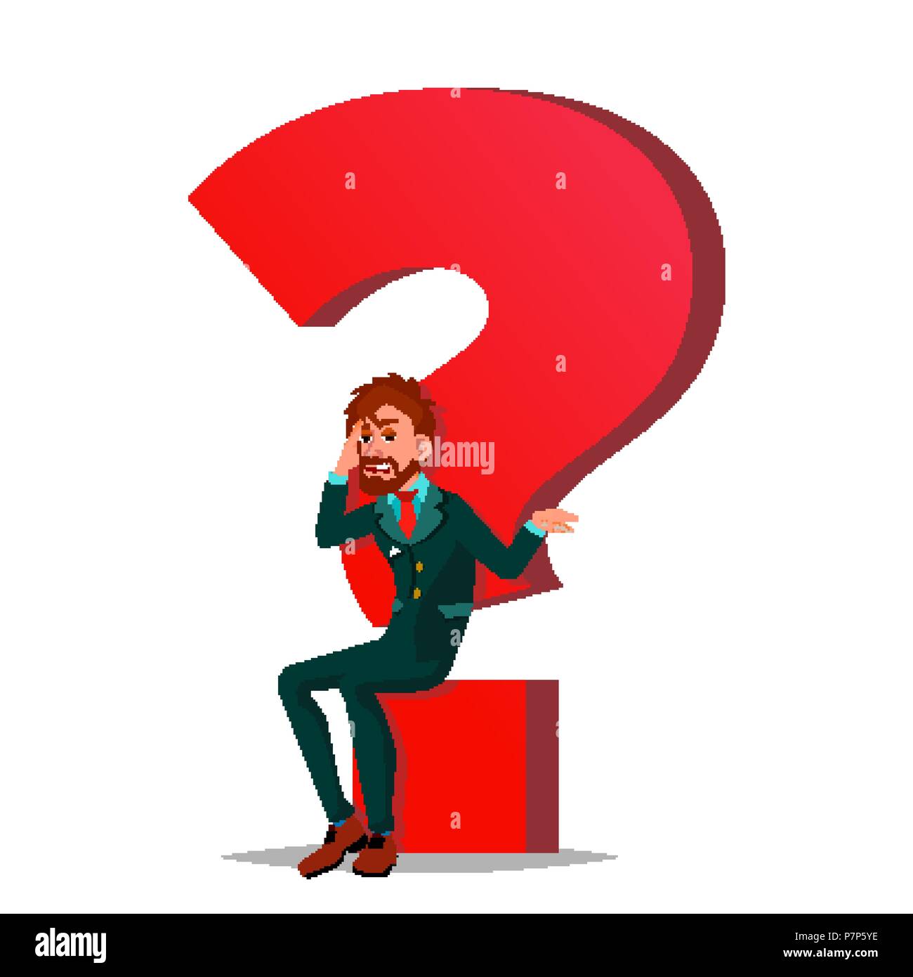 Question Mark Businessman Vector. Task, HR Concept. Find New Job. Huge ...