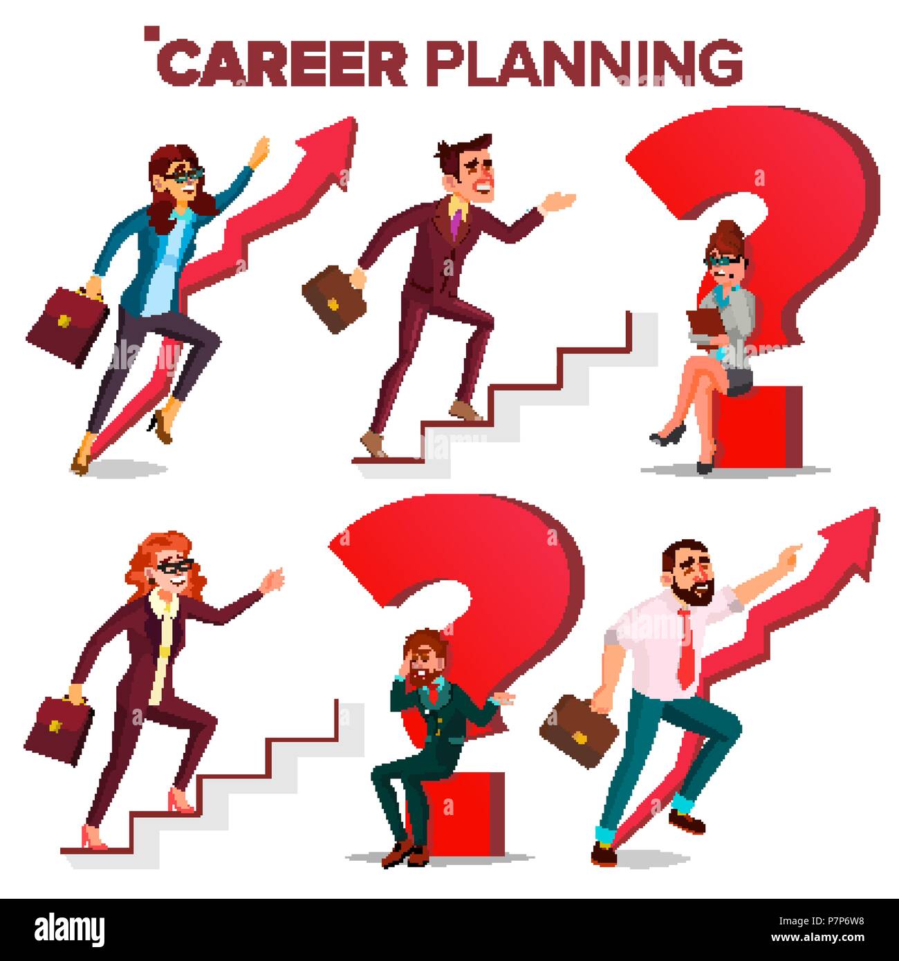 Career Planning Vector. HR Concept. Find New Job. Huge Red Question ...