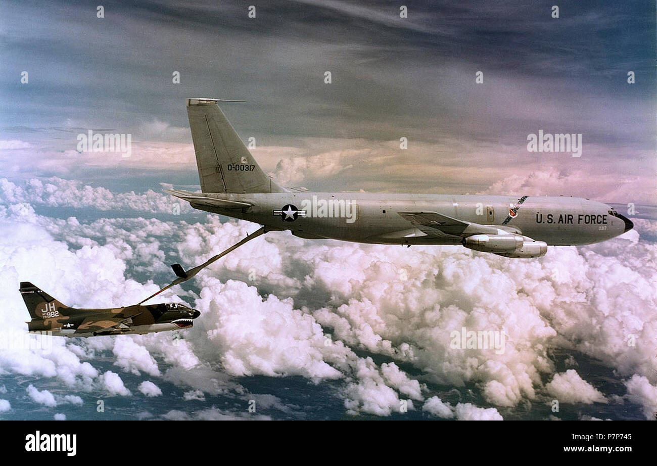 3d Tactical Fighter Squadron A-7D Corsair II 70-982 refueling from a ...