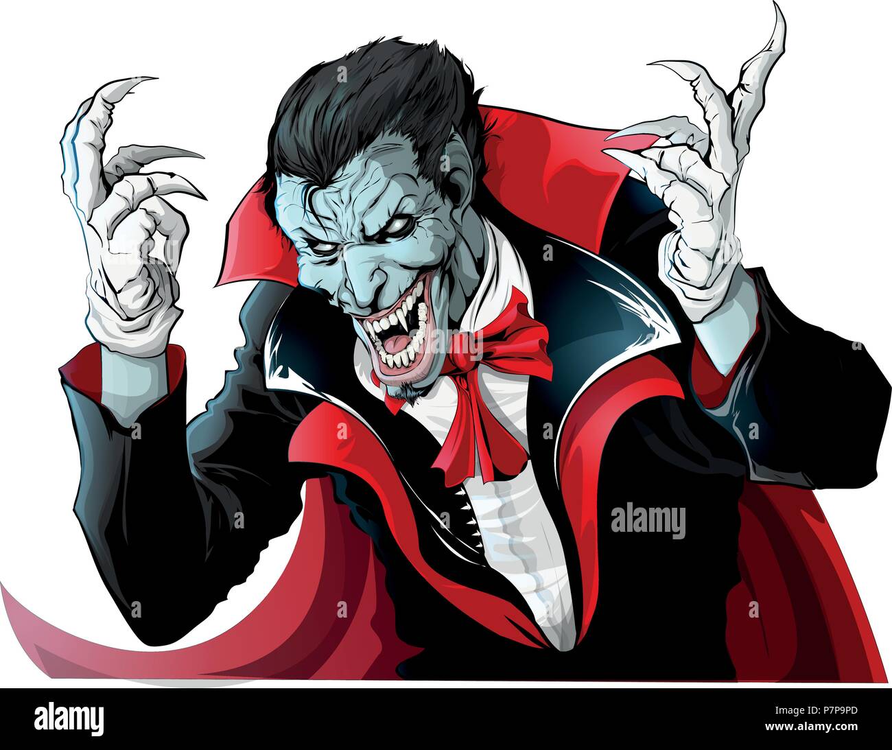 angry vampire in hood painted on white background Stock Vector Image ...