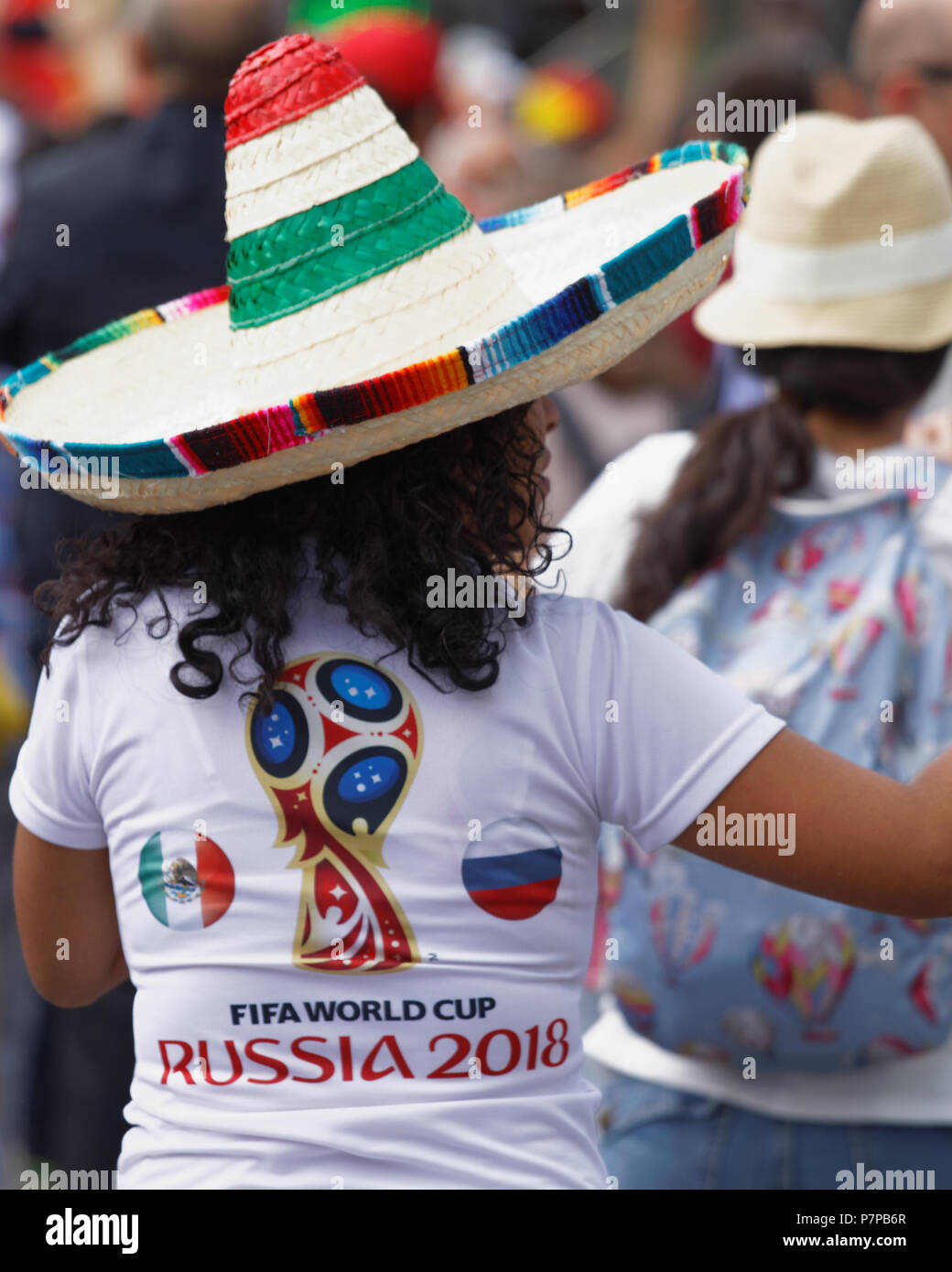 St. Petersburg, Russia - June 15, 2018: Mexican football fans on Nevsky ...