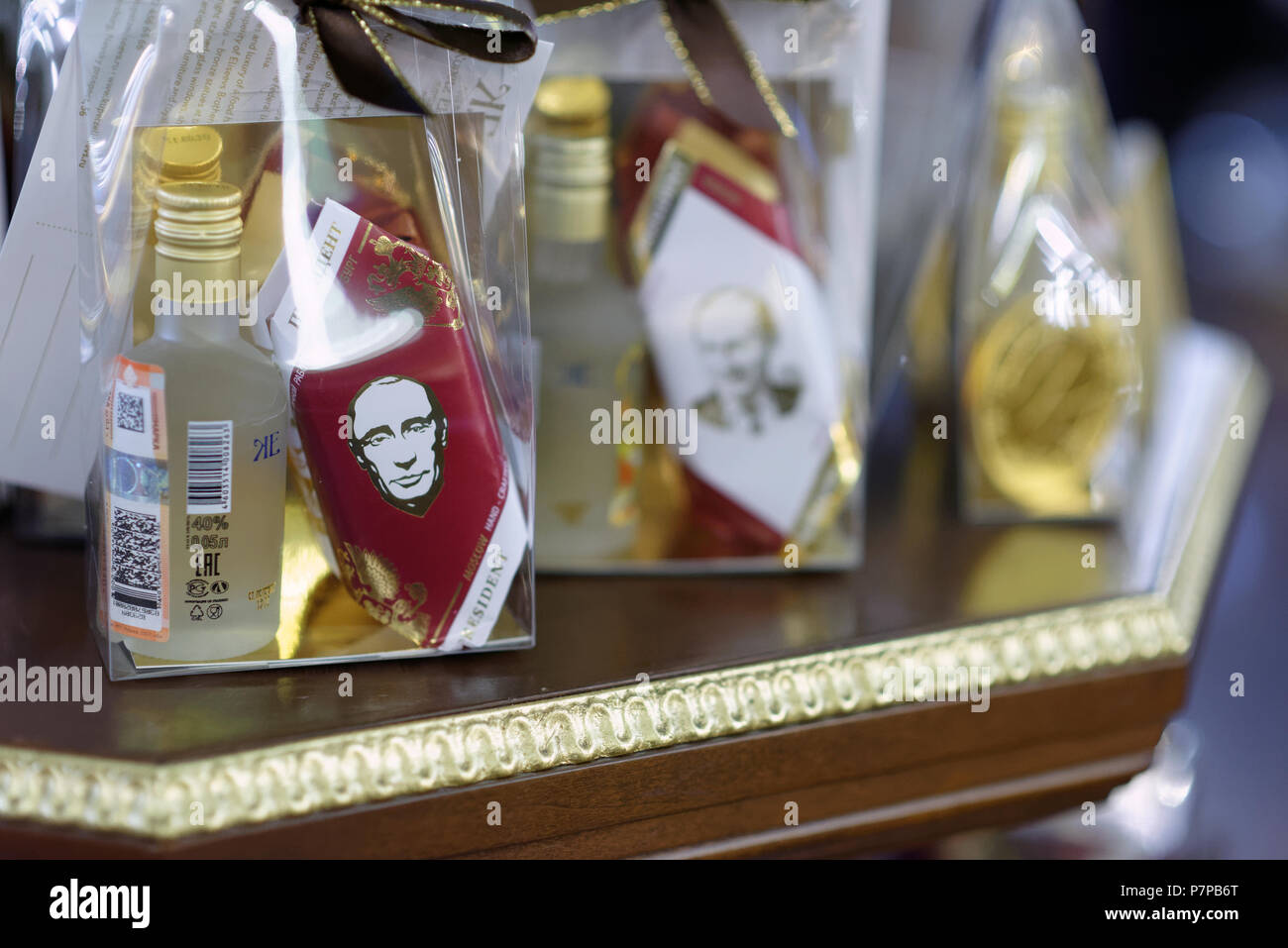 Russian souvenir set of vodka and Putin chocolate candy on sale in ...