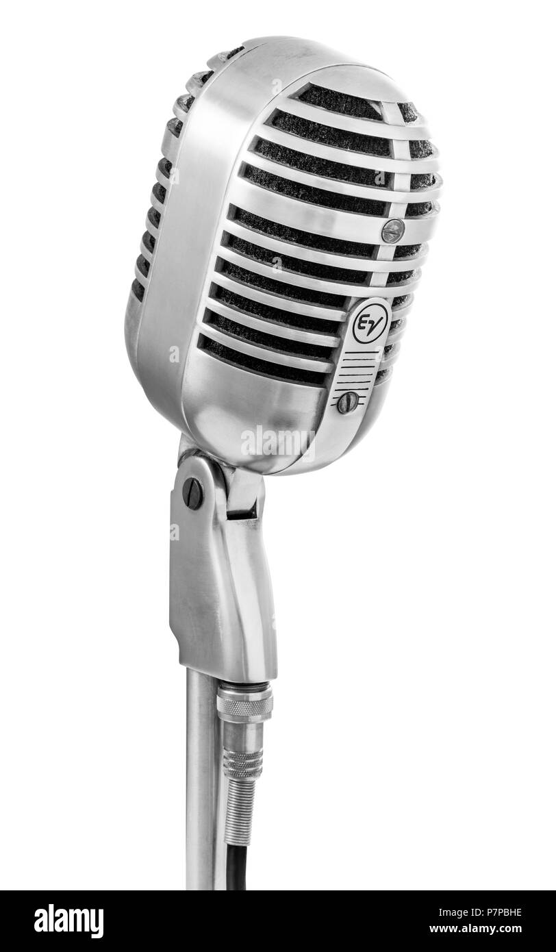 Old vintage antique microphone Black and White Stock Photos & Images ...