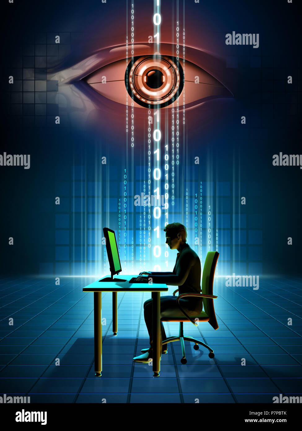 Monitoring online data. Digital illustration Stock Photo - Alamy