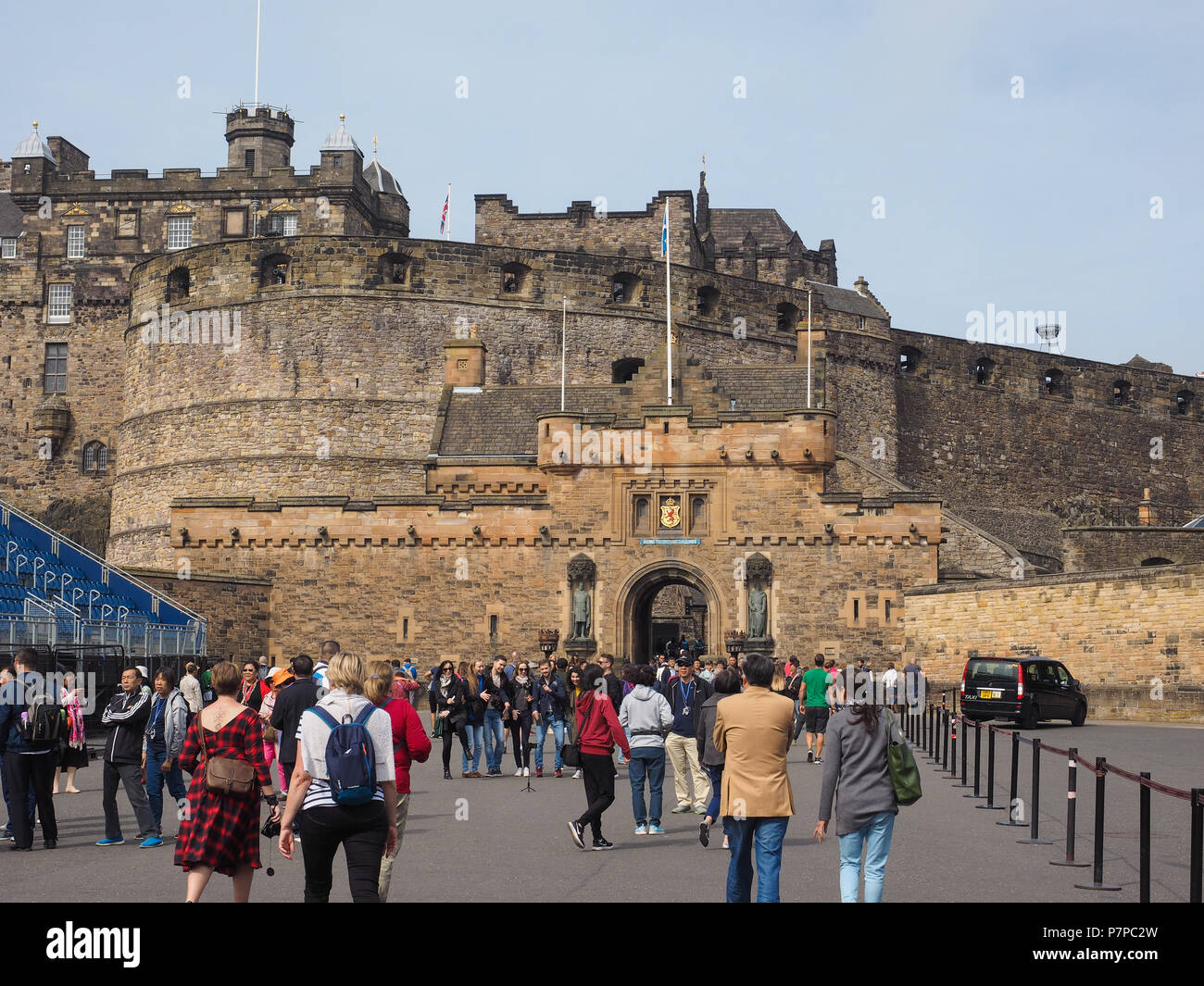 EDINBURGH, UK - CIRCA JUNE 2018: Tourists visiting Edinburgh castle ...