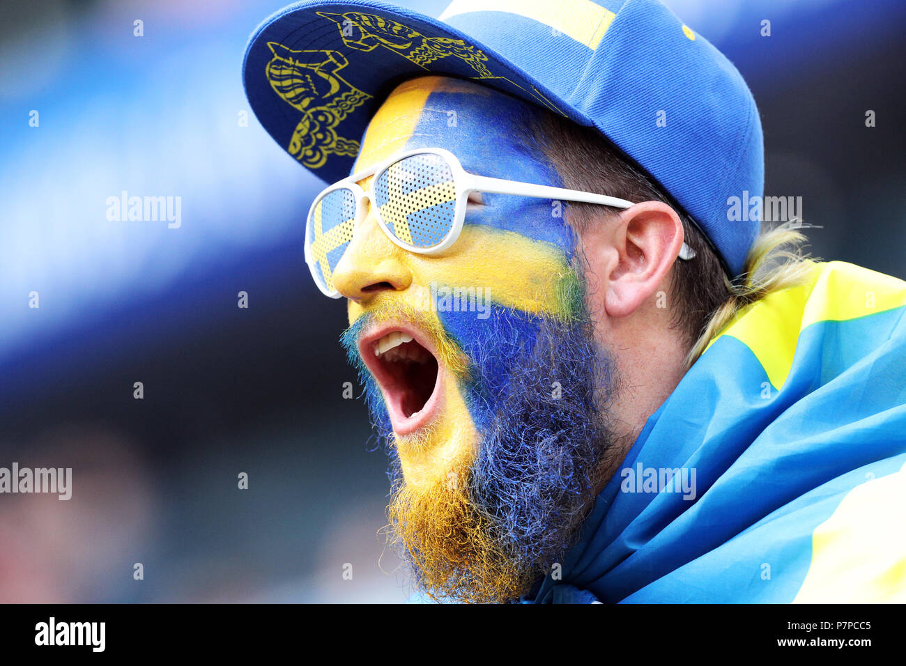 Sweden fan during the FIFA World Cup, Quarter Final match at the Samara ...