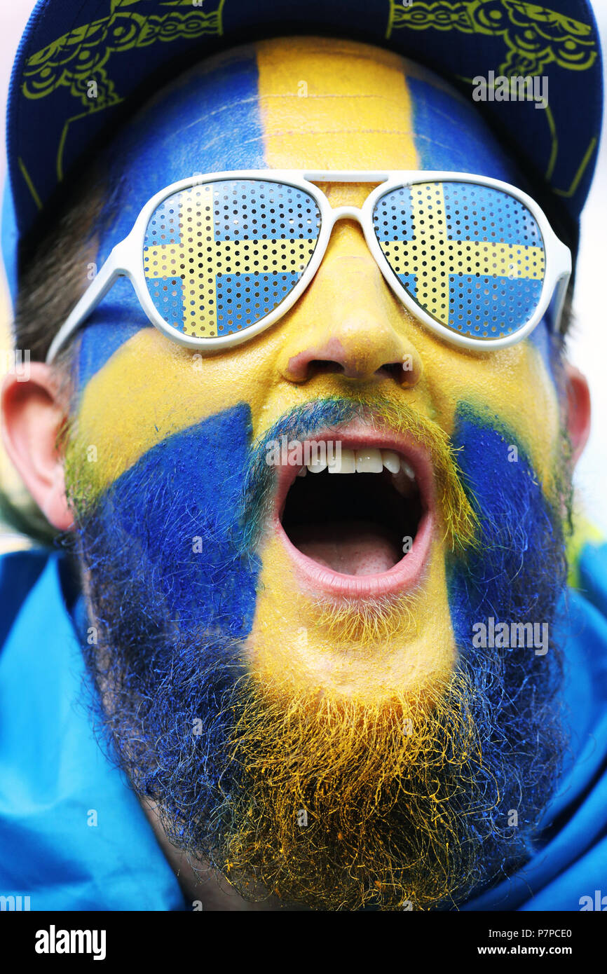 Sweden fan during the FIFA World Cup, Quarter Final match at the Samara ...