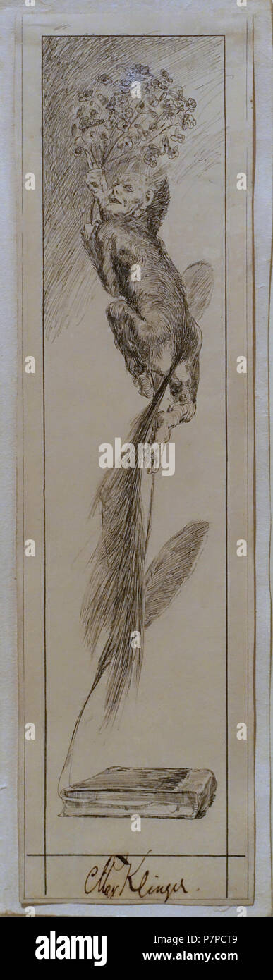 N/A. N/A 370 The Devil's Pen by Max Klinger, c. 1880, India ink ...