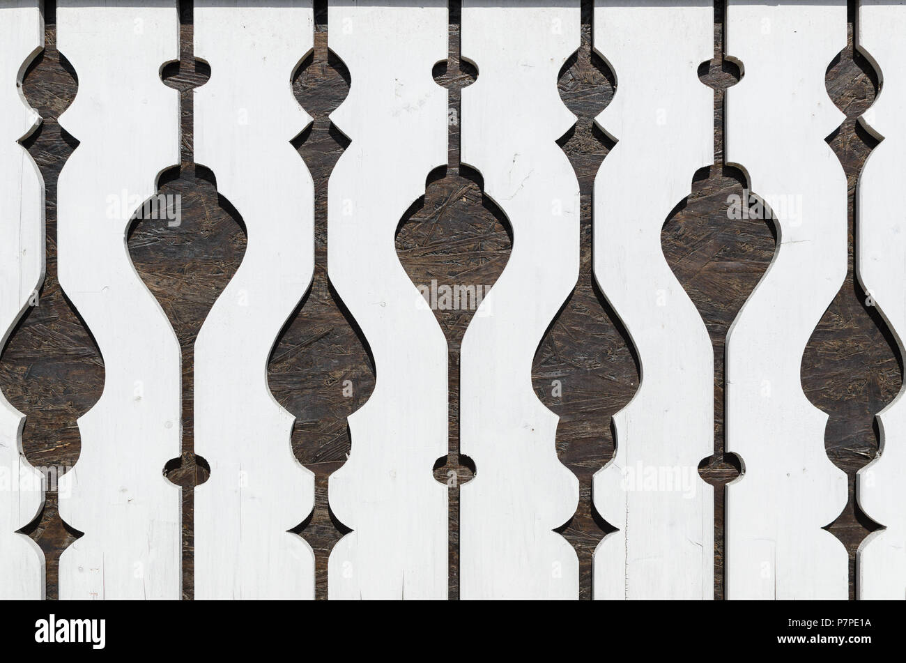 Fence sculpted with decorated pattern in Sinaia, Romania Stock Photo ...