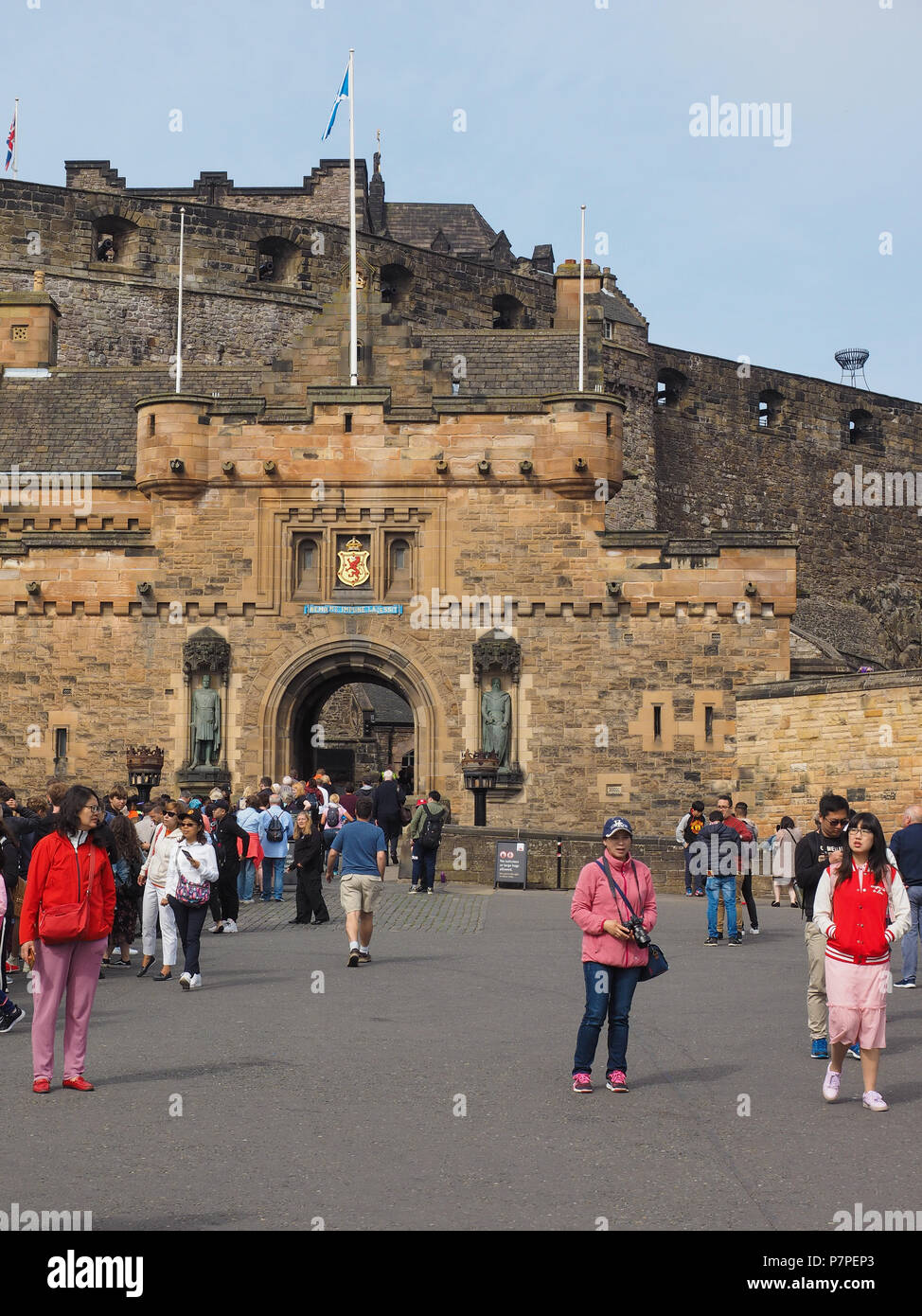 EDINBURGH, UK - CIRCA JUNE 2018: Tourists visiting Edinburgh castle ...
