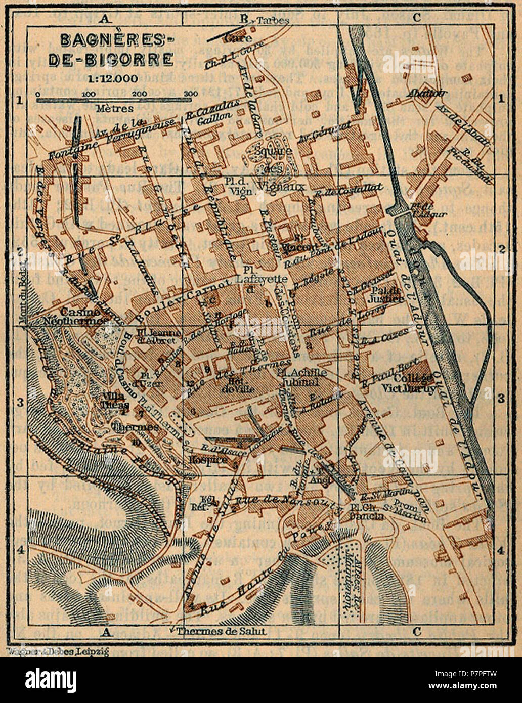 Map of France. 1914. Bagneres de Bigorre. 1914 31 Bagneres de bigorre ...