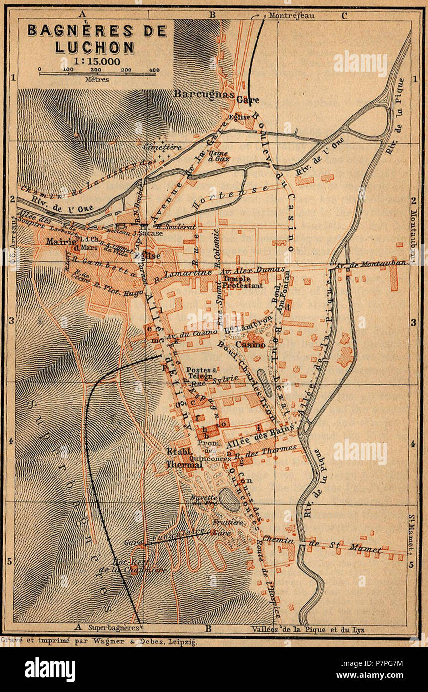 Map of France. 1914. Bagneres de Luchon. 1914 31 Bagneres luchon Stock ...