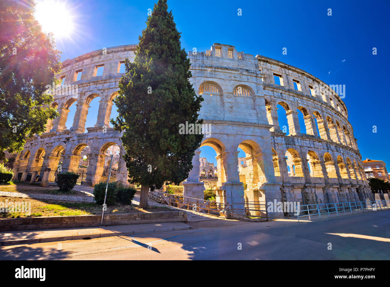 Arena Pula Roman amphitheater at sunset view, Istria region of Croatia ...