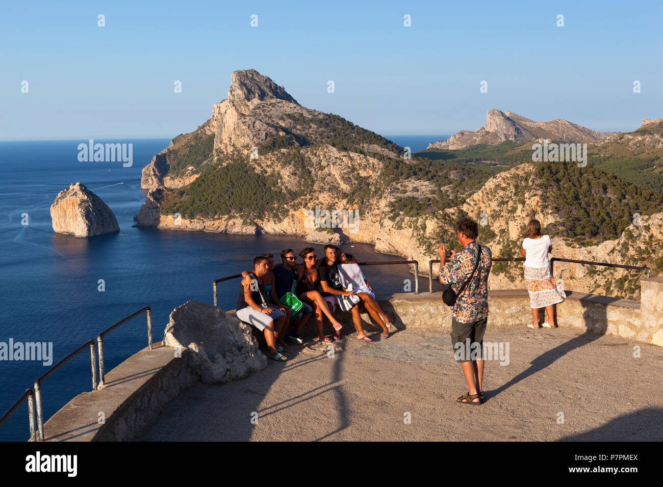 Viewing from the platform at cap de formentor hi-res stock photography ...