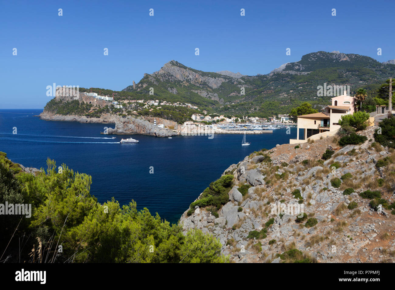 View over bay and harbour Stock Photo - Alamy