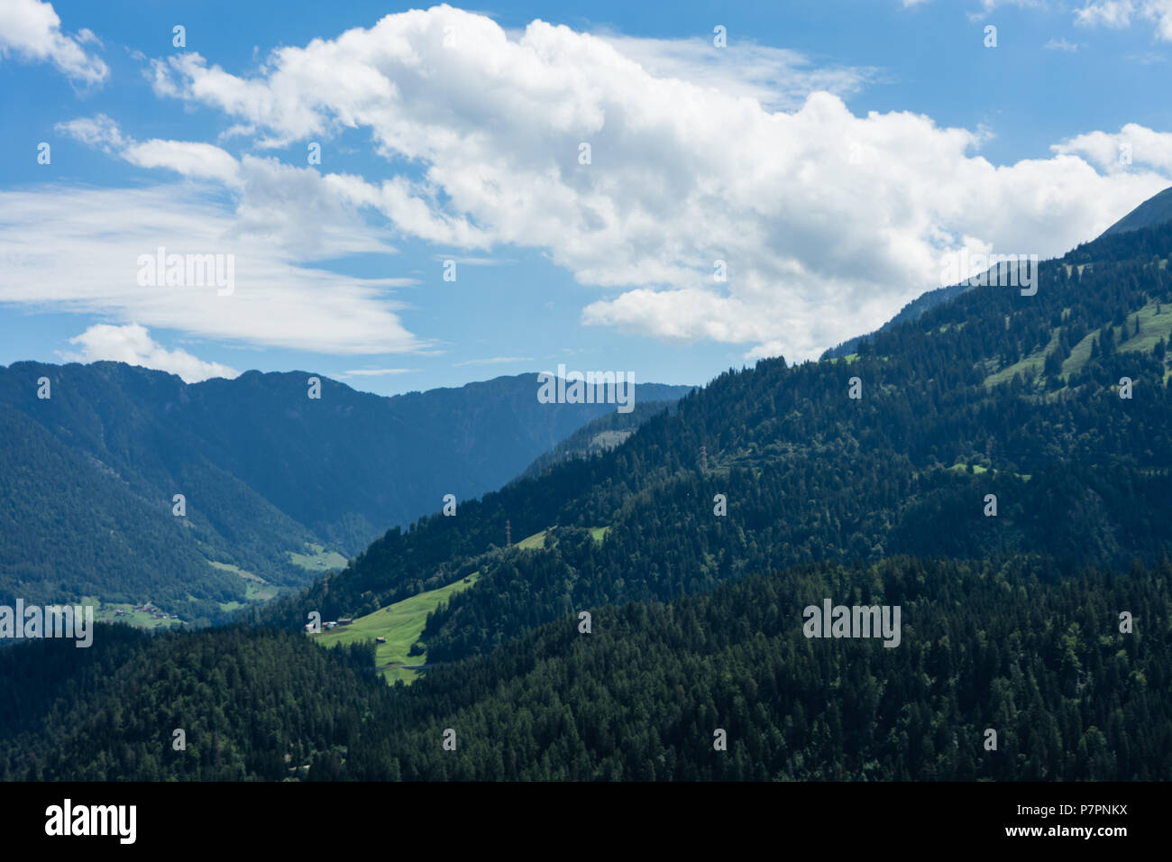 beautiful mountain view with forest in flims switzerland Stock Photo ...