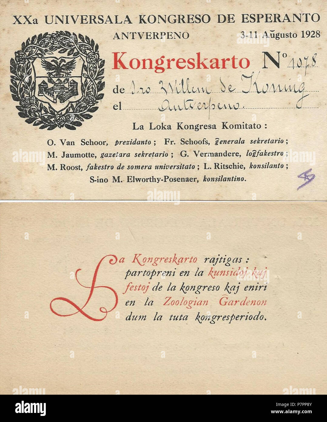 Esperanto: 20-a Universala Kongreso de Esperanto en Antverpeno ...