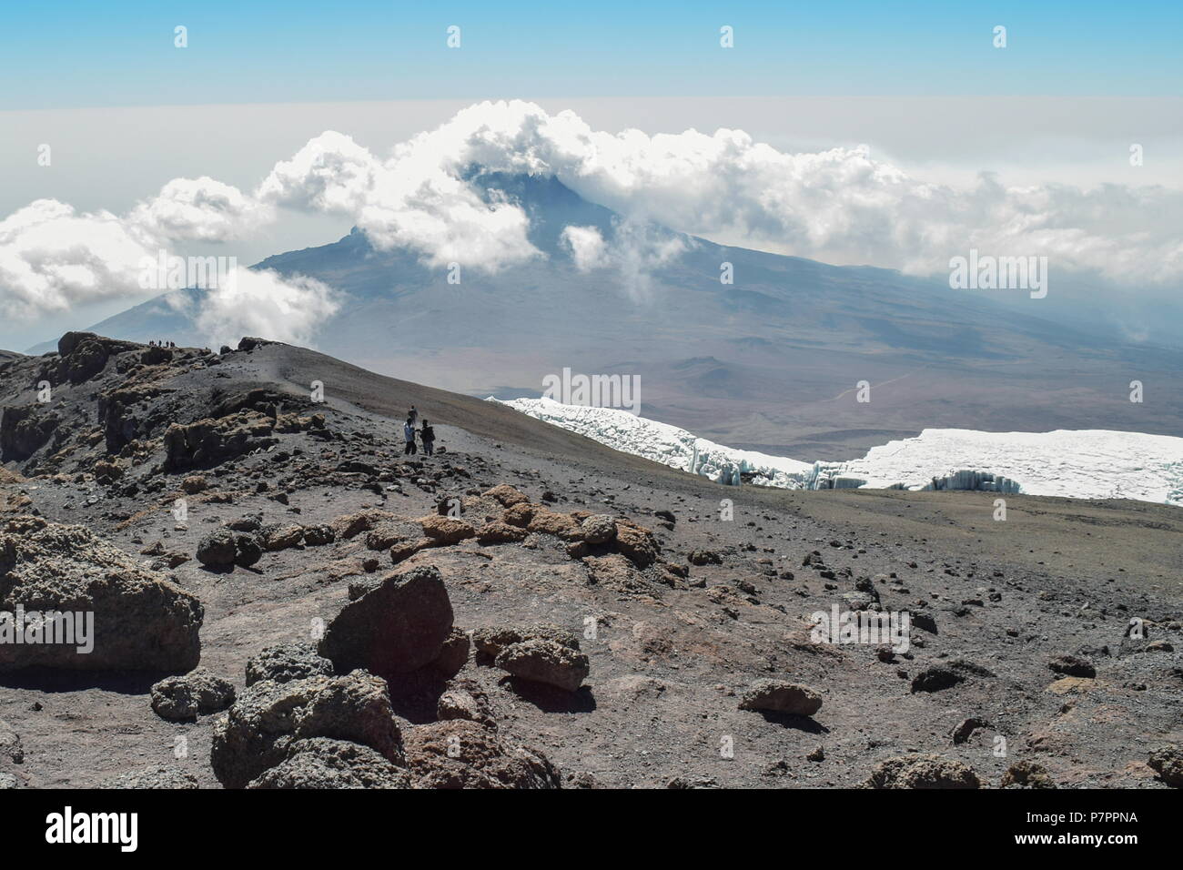 Above the clouds at Mount Kilimanjaro with Mawenzi Peak at the ...