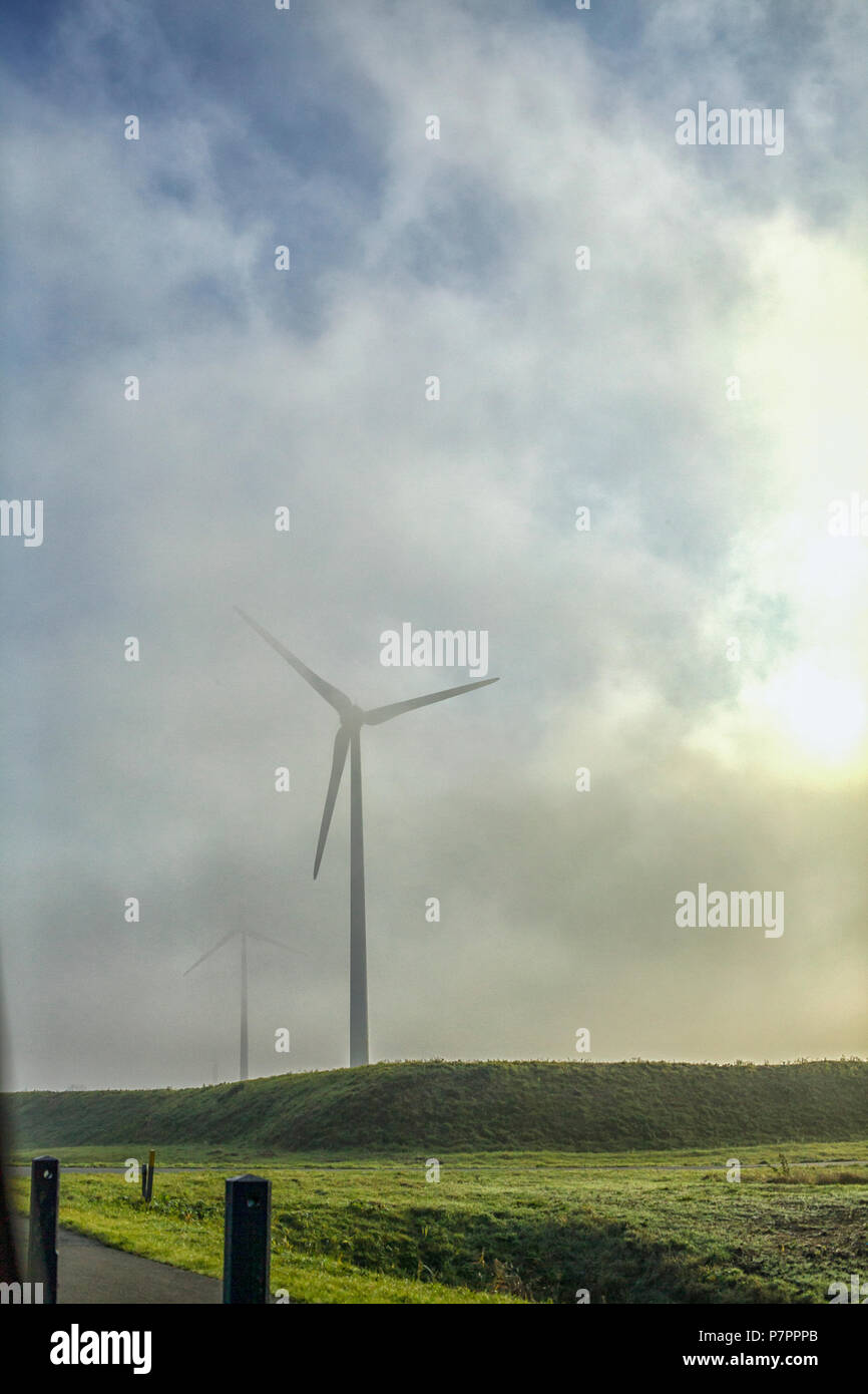 Wind turbine in foggy hi-res stock photography and images - Alamy