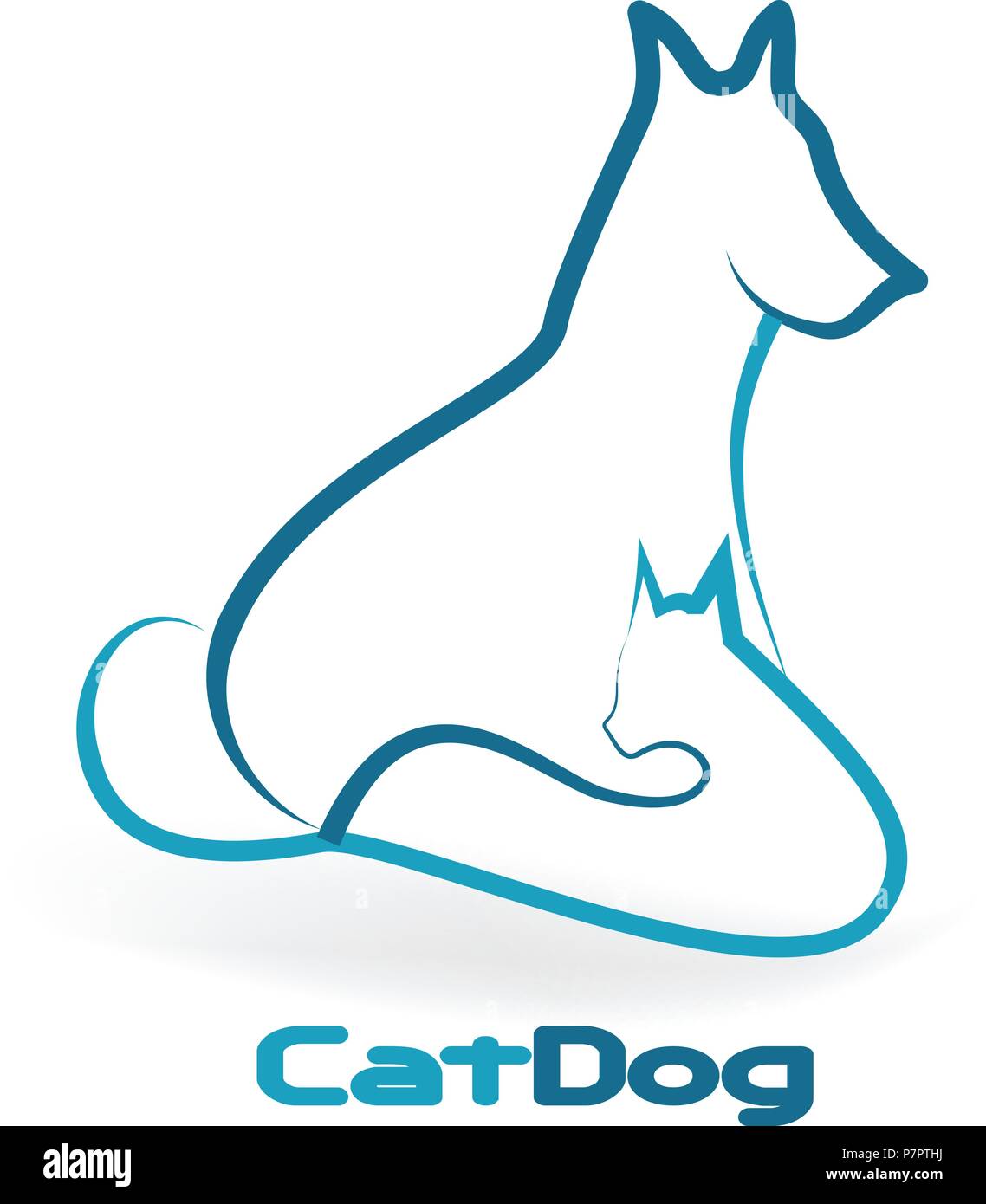 Cat and dog, line art vector design illustration Stock Vector Image ...