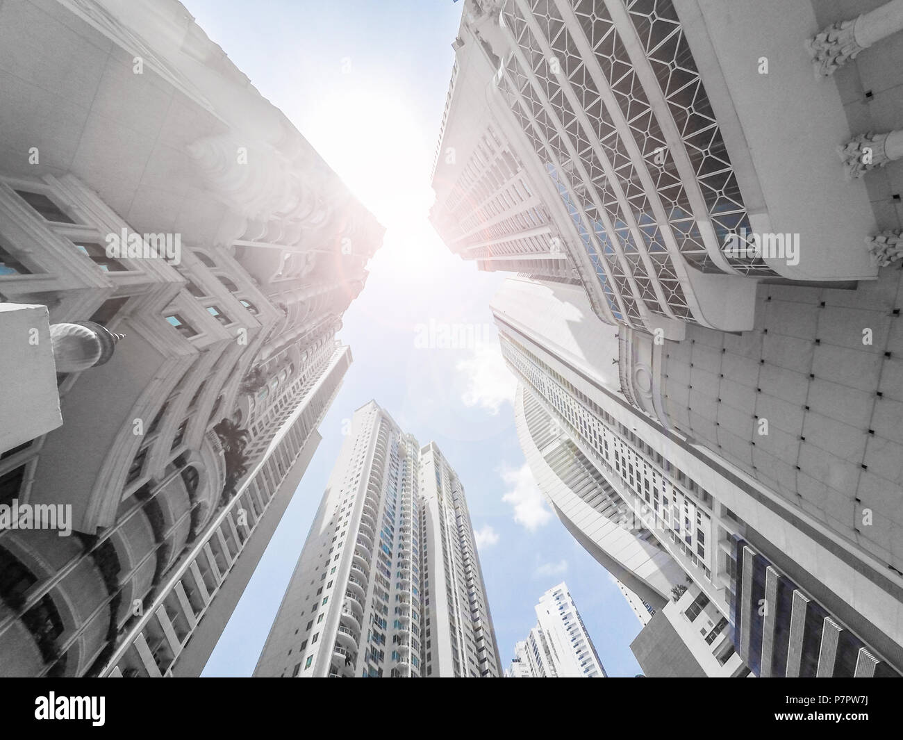 modern skyscraper buildings, looking up in downtown city Stock Photo ...