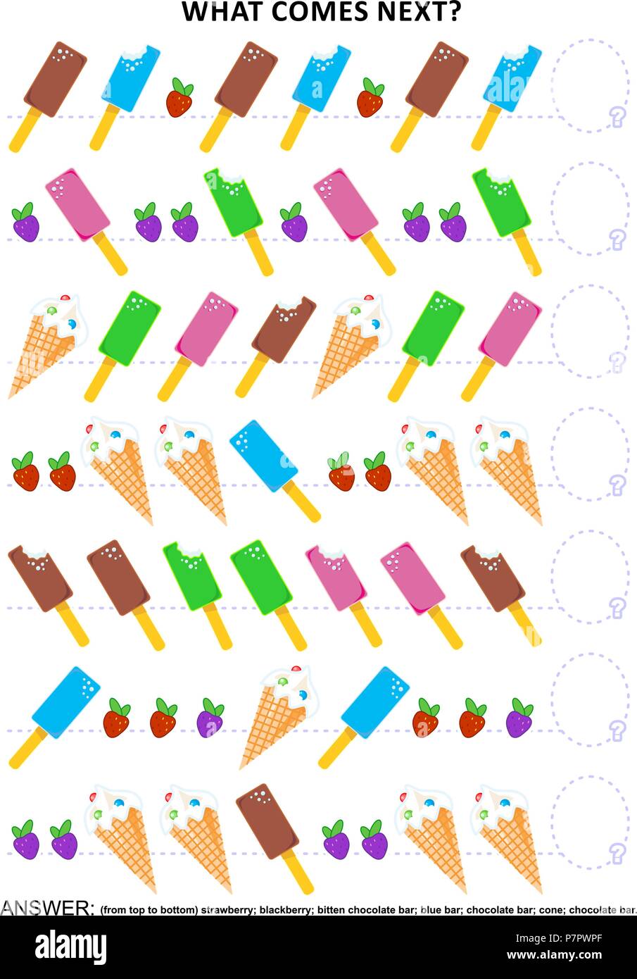 Ice Cream Themed Educational Logic Game Training Sequential Pattern Recognition What Comes Next