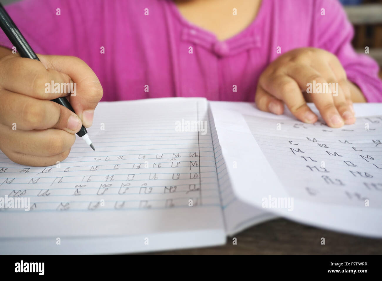 Thai-language calligraphy, 44 letters,Learn thai written in a notepad ...