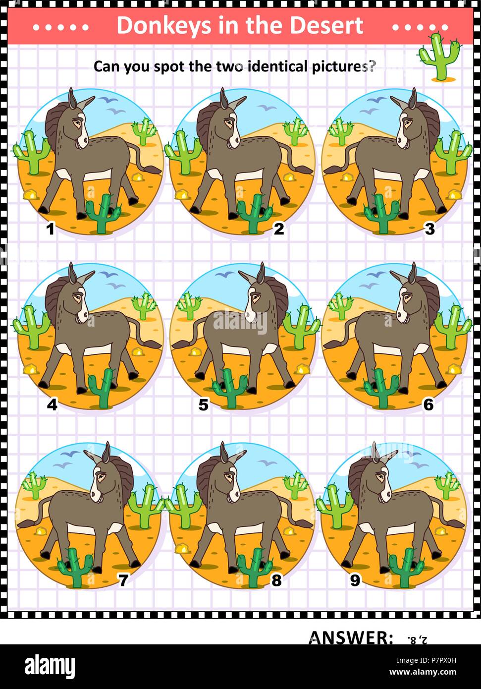 Visual logic puzzle with donkeys, or burros: Can you find the two ...