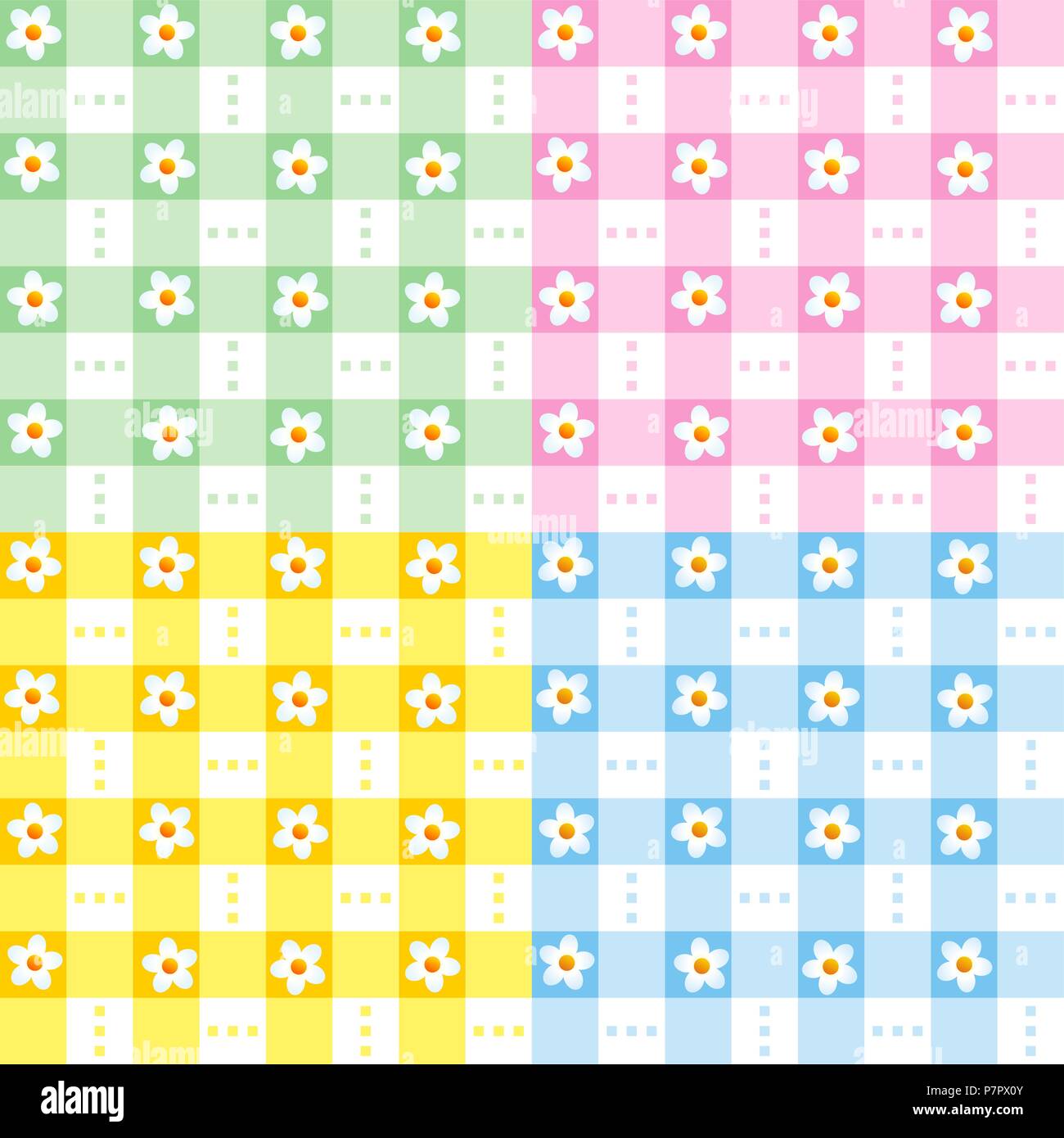 Seamless pale or soft pastel colors green, pink, yellow and blue floral ...
