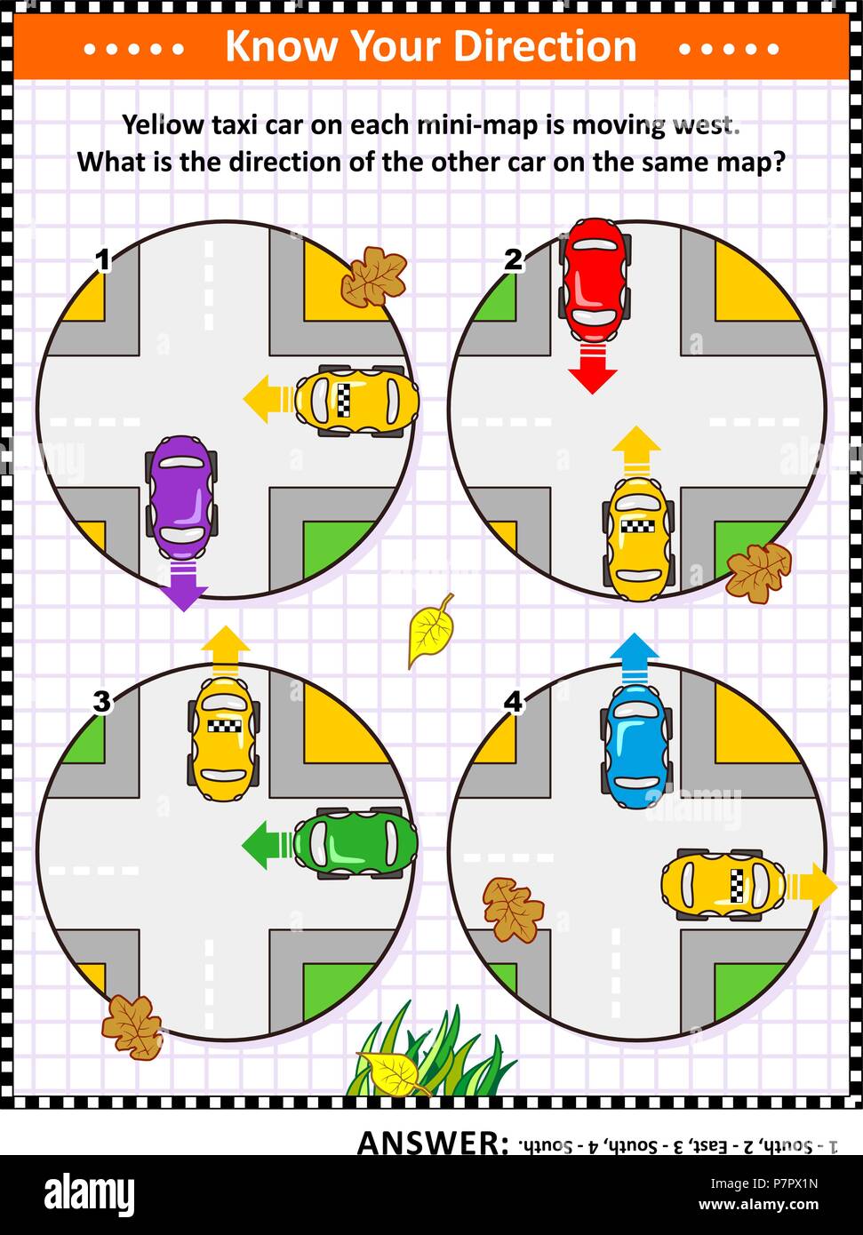Map skills learning and training activity page or worksheet: Yellow ...