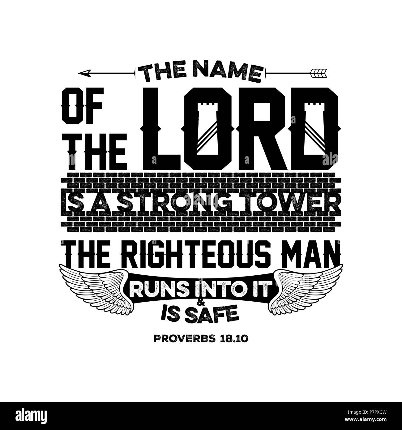 Bible lettering. Christian illustration. The name of the LORD is a ...