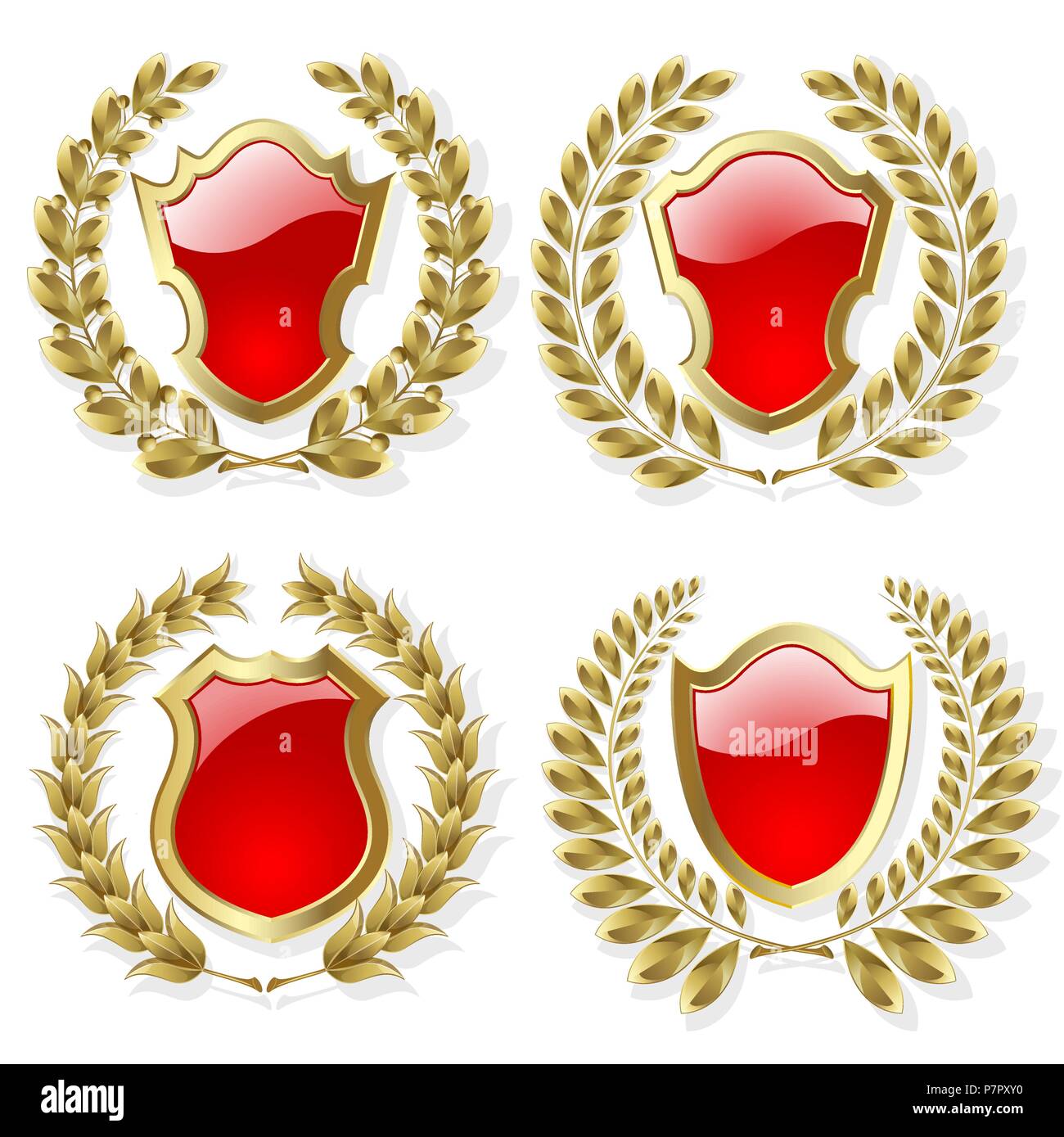 Set of heraldic gold and red design elements Stock Vector Image & Art ...