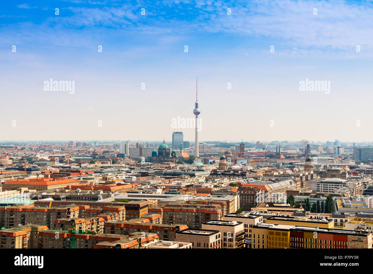 Aerial view Aerial view of Berlin cityscape with famous tv tower Stock ...